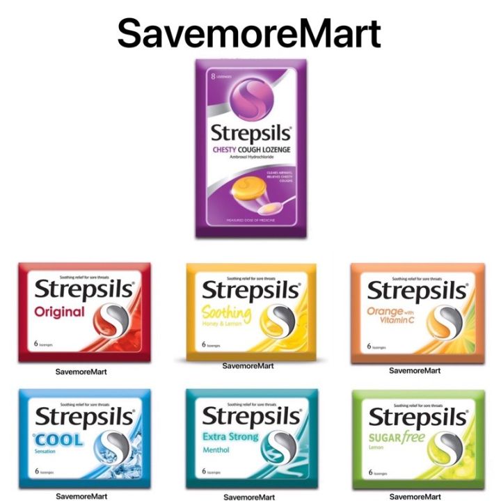 Strepsils Soothing Honey&Lemon/Original/Sugar Free/Chesty Cough/Orange ...