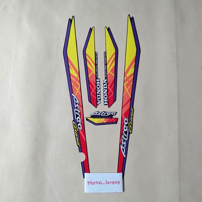 STIKER SET STRIPING STICKER LIST ASTREA GRAND BULUS WARNA KUNING MERAH ...