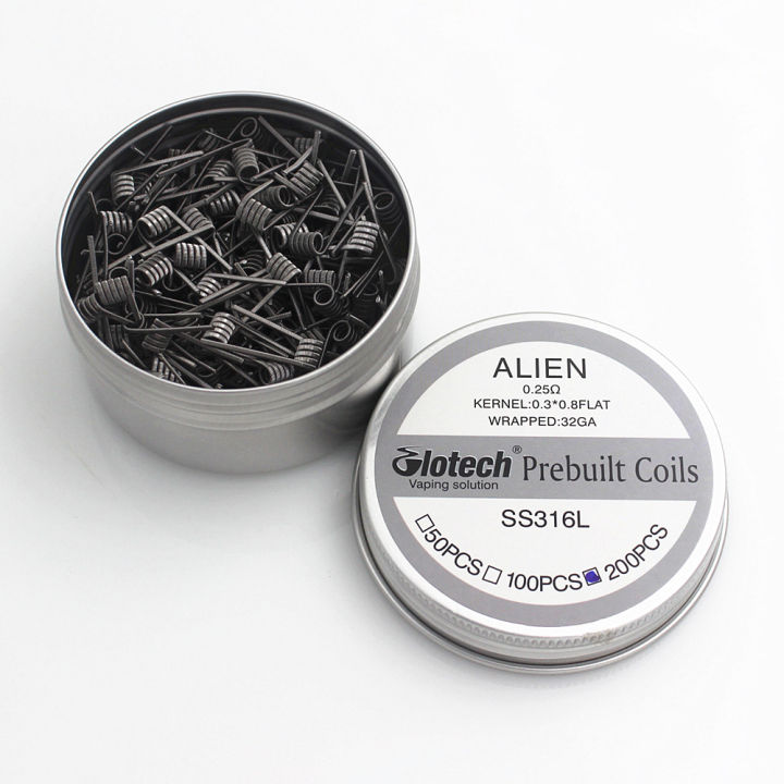 Glotech 200pcs Alien Clapton Prebuilt coil 316L Heating Wire Premade ...