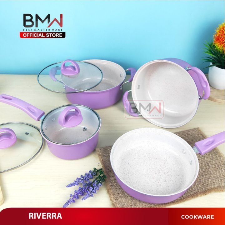 BMW Kitchen Ware - Teflon Riverra Panci Set Warna Frypan Saucepan ...