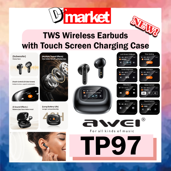 Awei TP97 Wireless Earbuds with Charging Case Bluetooth Earbuds with ...
