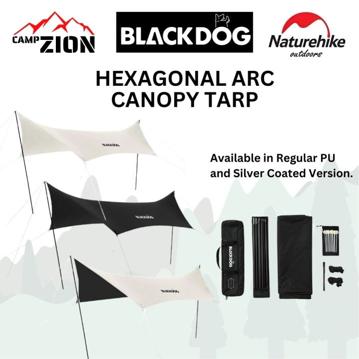 BLACKDOG/Black Dog Tarp Hexagon Canopy Sun Shelter Ultralight Awning ...