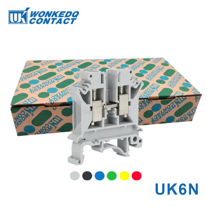 บล็อกเทอร์มินัลราง Din แบบ UK6N สำหรับ UK6ขั้วต่อแบบป้อนผ่าน2สายไฟ6Mm ...