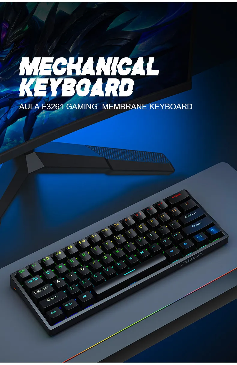 AULA F3261 RGB Mechanical Gaming Keyboard-White Keycap