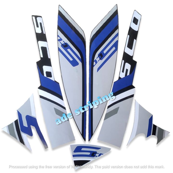 STIKER STRIPING LIS BODY MOTOR HONDA SCOOPY SPORTY 2022 HITAM SILVER ...