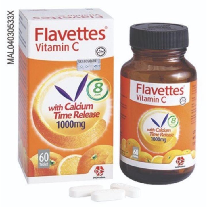 FLAVETTES VITAMIN C 1000MG WITH CALCIUM TIME RELEASE TABLETS 60S EXP07 ...