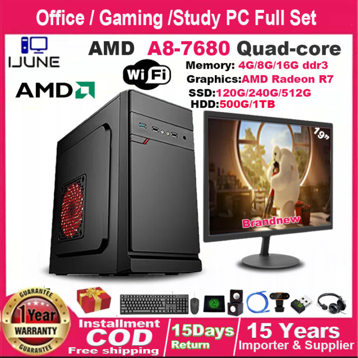 Desktop Computer Set Gaming Amd Cpu A8 7680 Quad Core Processor 3 8gz