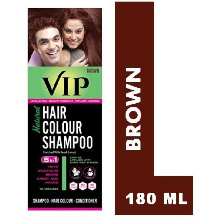 VIP Natural Hair Colour Shampoo 180ml - 5 in 1 Brown | Lazada