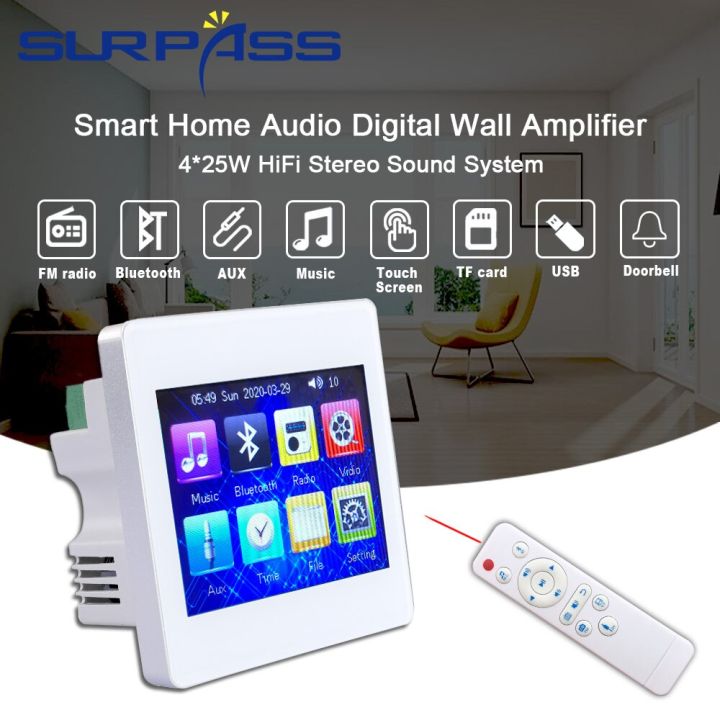 Bluetooth-compatible Wall Amplifier 4 Channel *25W Powerful Touch Key ...