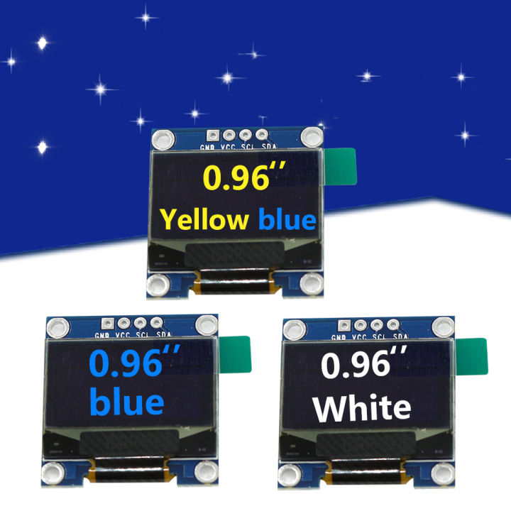 ใหม่0 96นิ้ว Iic Serial สีขาว สีฟ้า สีเหลืองโมดูลจอแสดงผล Oled 128x64