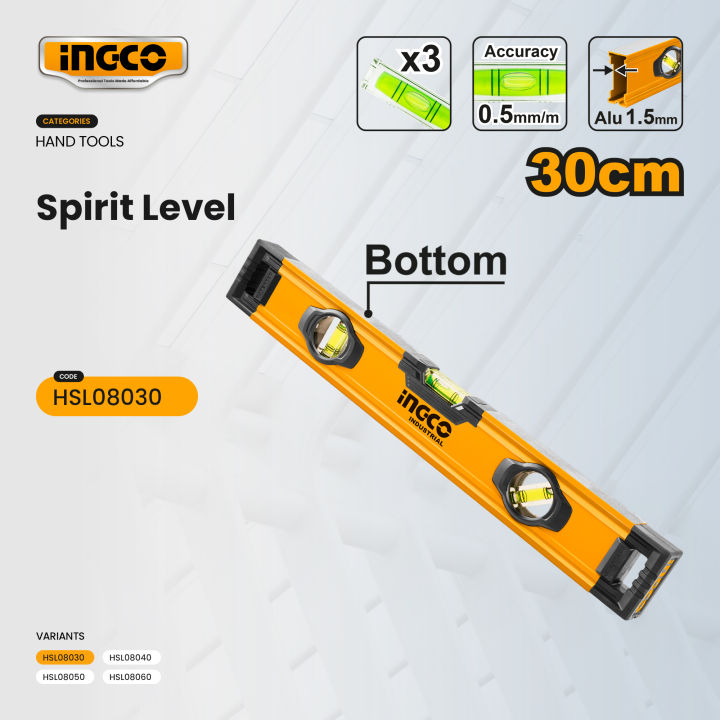 INGCO Industrial Spirit Level Leveling Tool 30cm | 40cm | 50cm | 60CM HSL08060 SOLD PER PIECE ...
