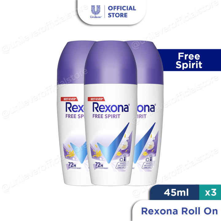 [Bundle of 3] Rexona Women Free Spirit Roll-On Deodorant 45ml | Lazada Singapore