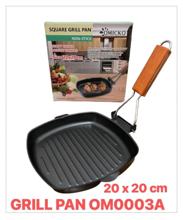 Pemanggang Square Grill Pan 20 cm Alat Panggang Grill Pan Anti Lengket ...