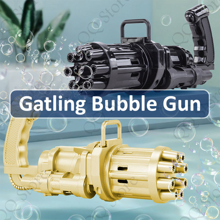 Bubble Gun Fan Electric Gatling 8 Hole Battery Operate Automatic Bubble ...
