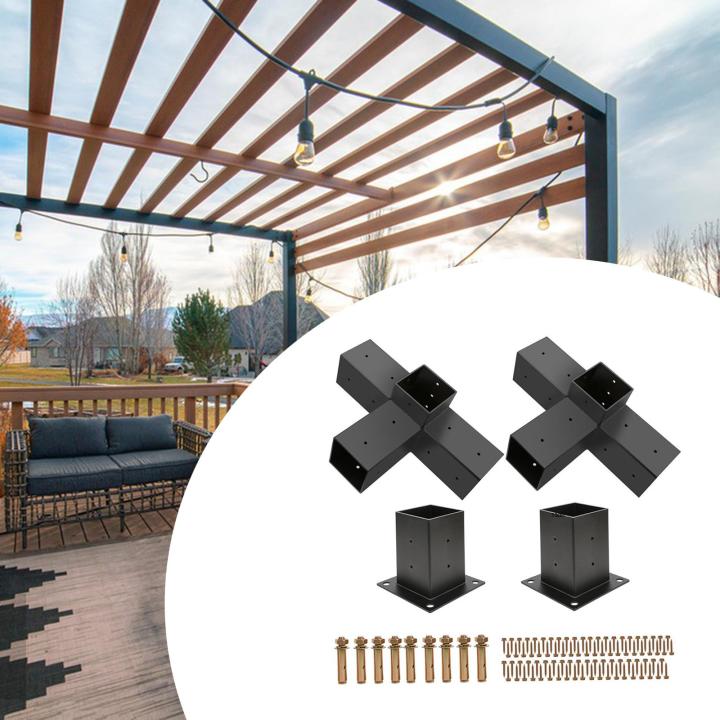 Fityle Four Ways Right Angle Corner Brackets DIY Pergola Brackets Base ...