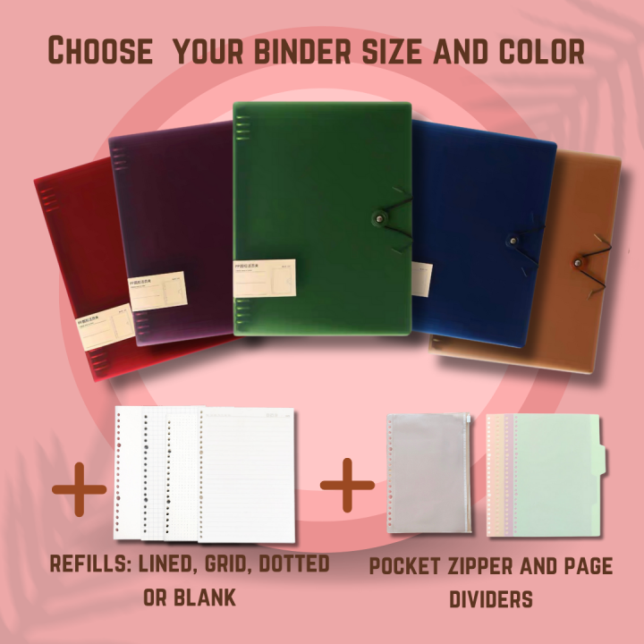 Retro Color Shackle Loose-leaf Binder Notebook Cover A5/B5 PP Frosted ...