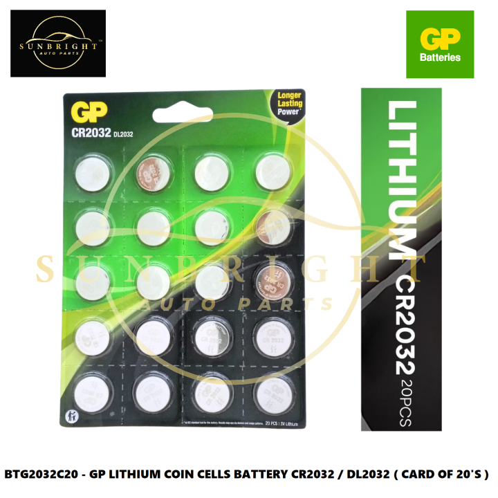 GP LITHIUM COIN CELLS BATTERY CR2032 / DL2032 ( CARD OF 20'S ) | Lazada