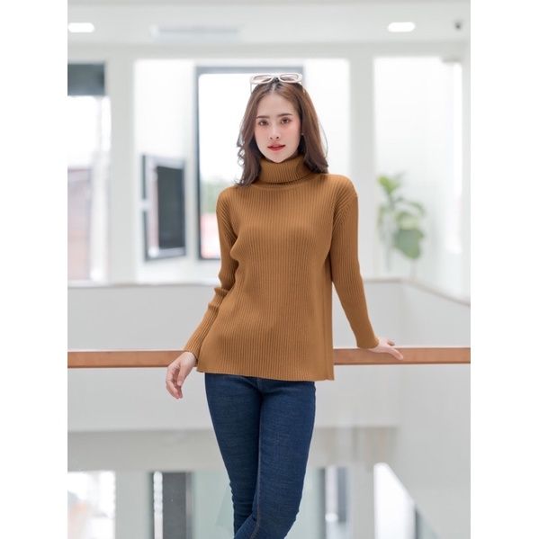 利 S070 - Slim turtle neck sweater เสื้อคอเต่าไหมพรม | Lazada.co.th