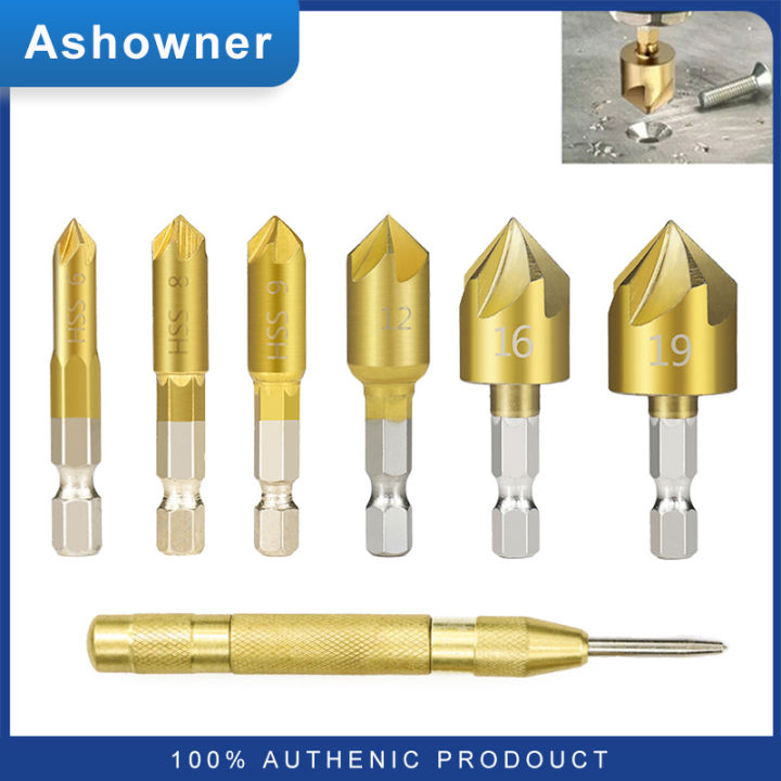 3/6Pcs Countersink Drill Bit Set 1/4'' Hex Shank HSS 5 Flute ...