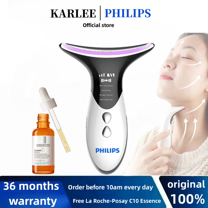 PHILIPS EMS Heated Neck Face Lift Massager 4 Colors LED Photon Therapy ...