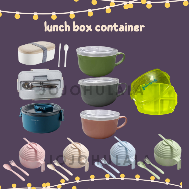 Garnier Single Layer Bento Wooden Lunch Round Square Box with Spoon ...