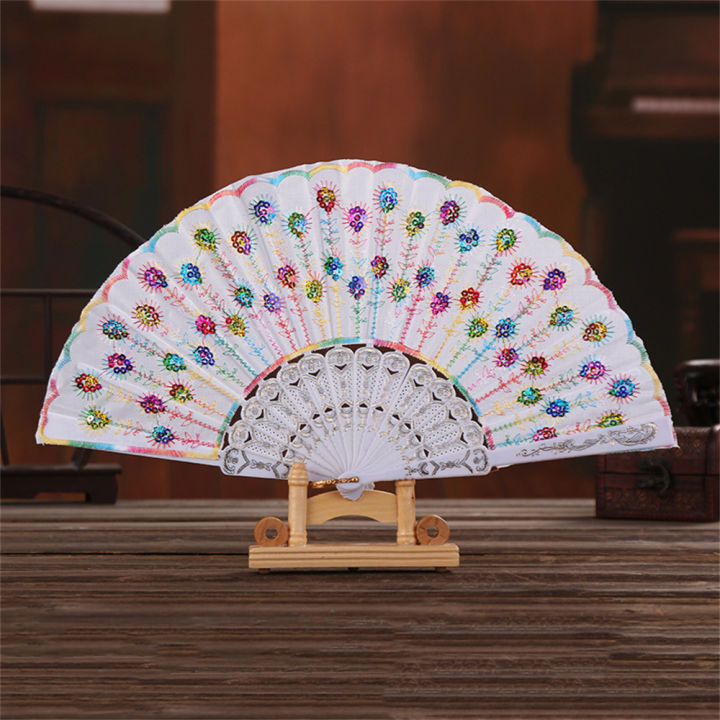 Party Fan Set Flower Dance Fan Spanish Style Fan Party Plastic Silk Fan ...