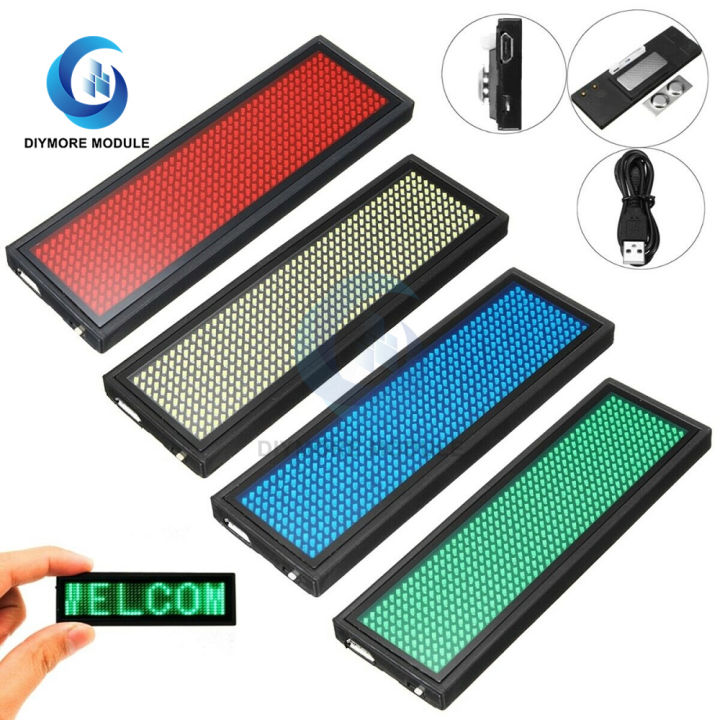 SHDJ-Bluetooth Digital LED Badge DIY Rechargeable Programmable Scrolling Message Mini LED Name ...