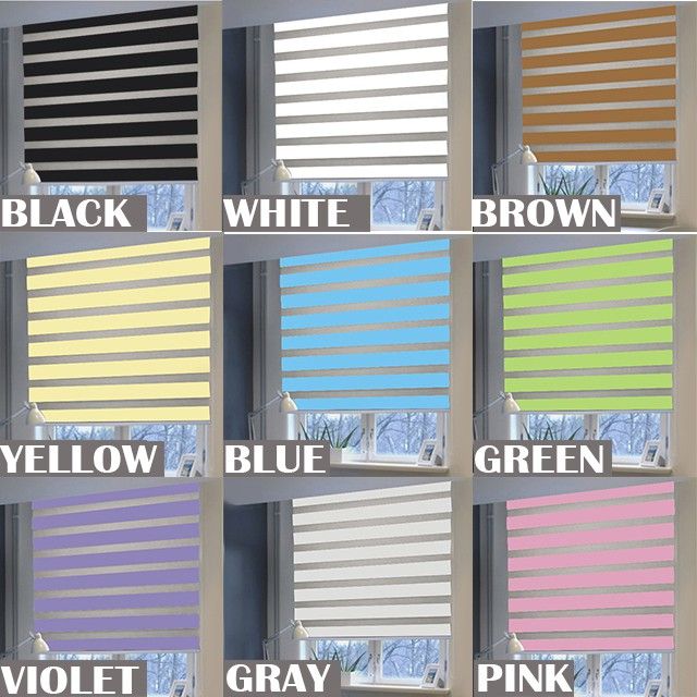 Roller Blinds Tri-Color Layer Shade Graduated Color Light Filtering ...