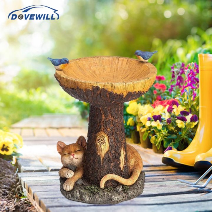 VV Dovewill Resin Outdoor Bird Bath Garden Decoration Cat Birdbath ...