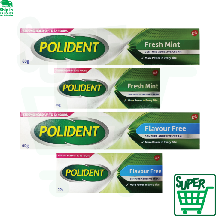 Polident Denture Adhesive Cream Freshmint / Flavour Free 20g/60g | Lazada