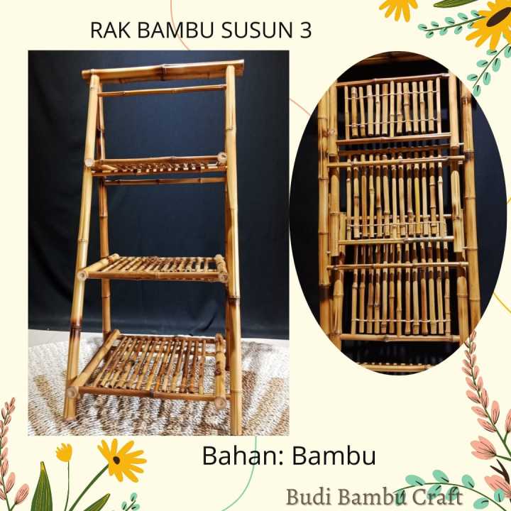 Rak Bambu Susun 3 Step Bisa Dilipat/Rak Murah Minimalis Murah | Lazada ...