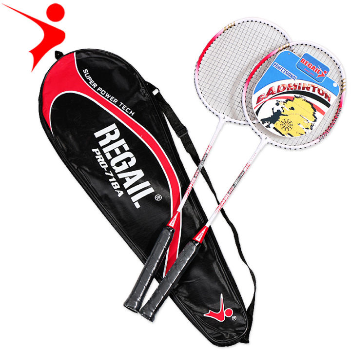 2PCS Set REGAIL 718A Ultralight Badminton Racket Professional Indoor ...