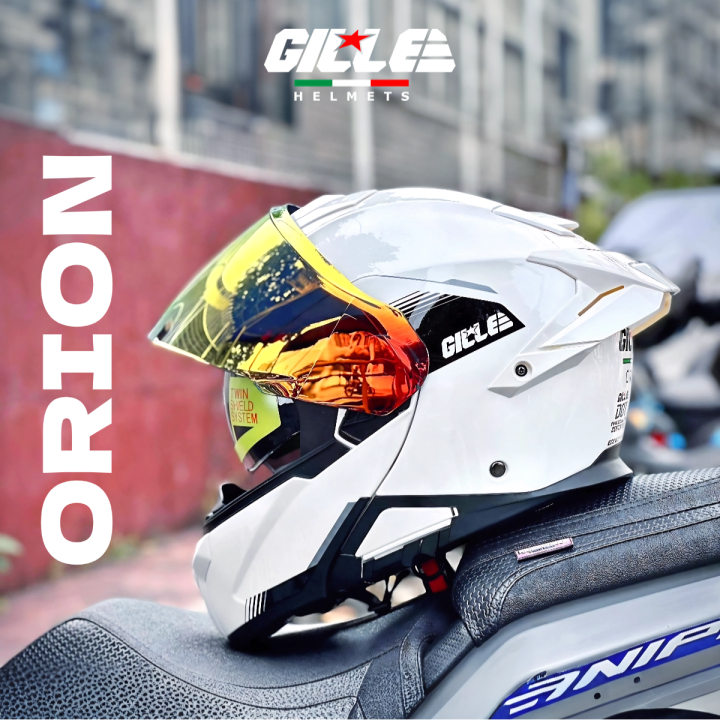 GILLE AF10 Orion Modular Dual Visor Helmet Full Face for Motorcycle Men Women With Clear Visor ...