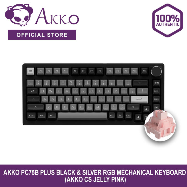 AKKO PC75B Plus Black & Silver RGB Mechanical Keyboard (AKKO CS Jelly ...