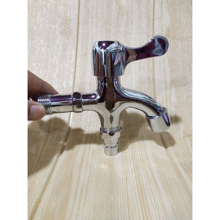 BATHROOM WATER PIPE 2 WAY FAUCET TAP DOUBLE HEAD STAINLESS STEEL SUS304 ...
