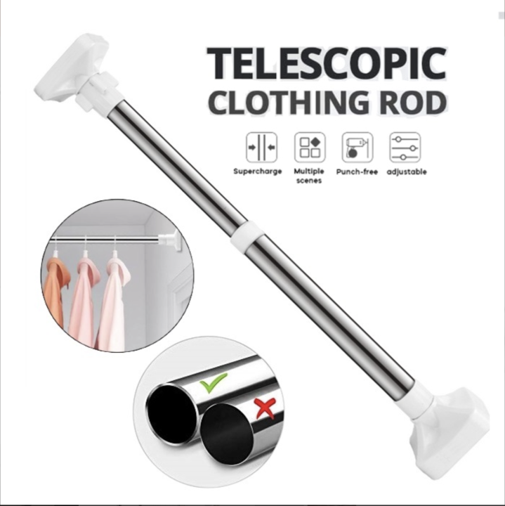 Telescopic Clothing Rod Adjustable Free Punch Stainless Steel ...