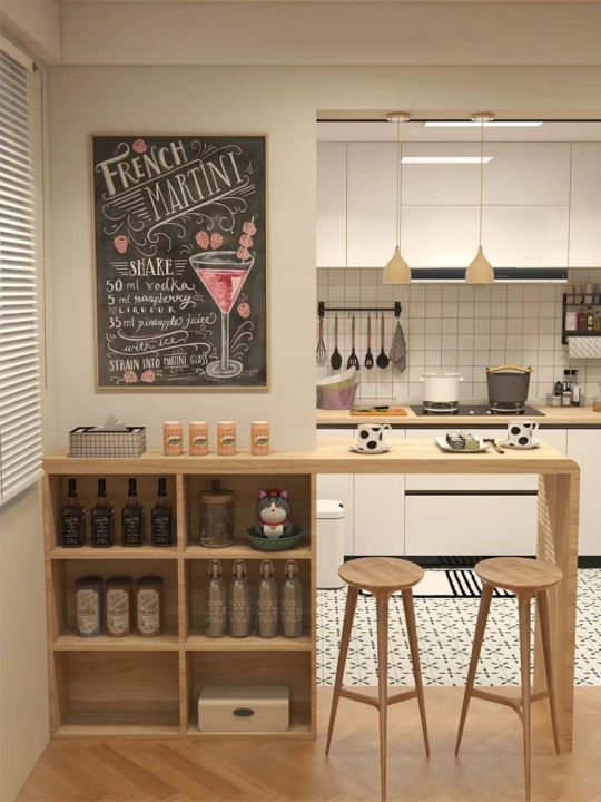 Personality solid wood wall column bar table living room partition ...