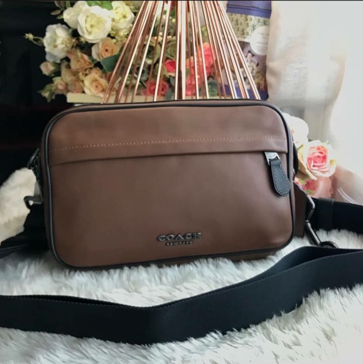 Coach F39946 Graham Zip Crossbody in Saddle Natural Smooth Leather with ...