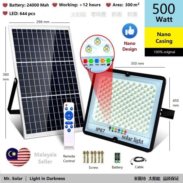 Nano Casing - Mr. Solar - Lampu / Solar Flood Light - 500 Watt (1 Lamp ...