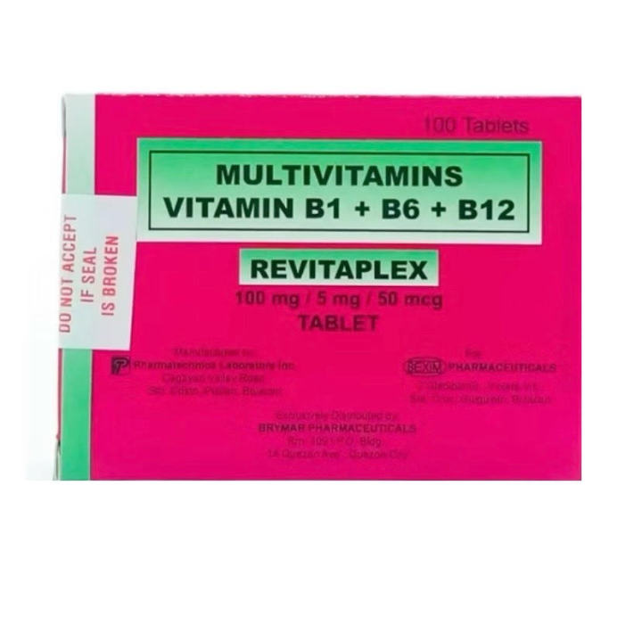 REVITAPLEX Vitamin B1 + B6 + B12 Multivitamins 100 Tablets 100mg / 5mg ...