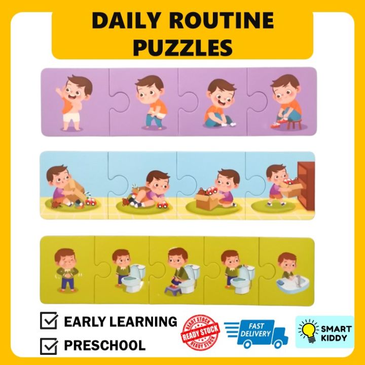 DAILY ROUTINES Sequencing Puzzles Montessori Early Learning Educational ...