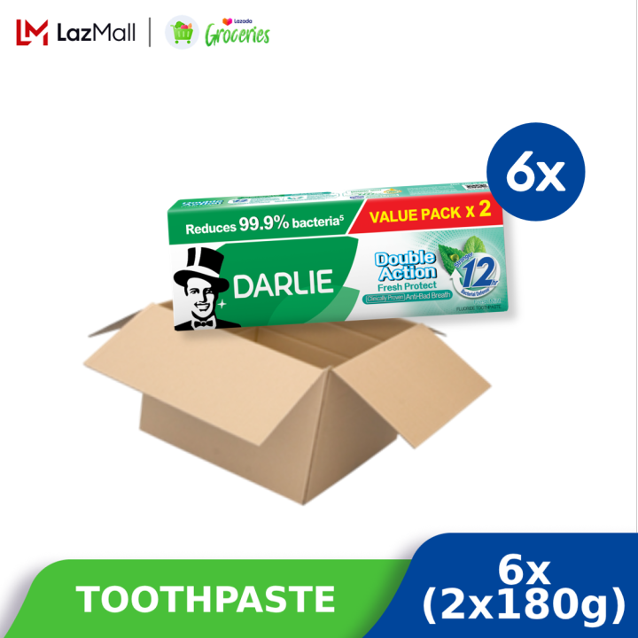 [Bundle Pack] DARLIE Double Action Fresh Protect Fresh Mint Toothpaste 180g Twins Pack x6 | Lazada