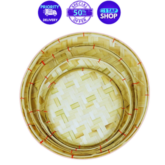 1Tap Multipurpose Round Tray for Food Storage: Reusable Wooden Bilao ...