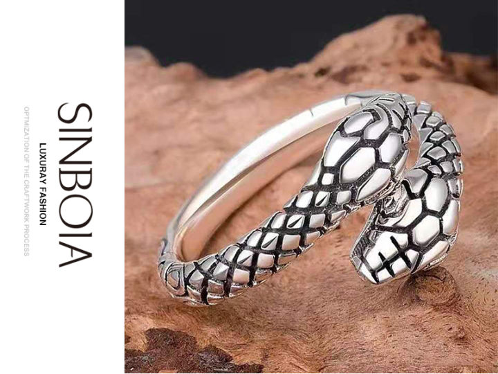 Sinboia Snake Silver Ring For Men Adjustable Ring Aesthetic Jewelry For ...