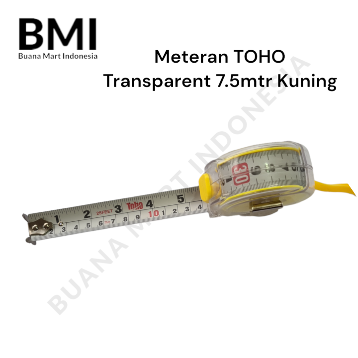 Meteran Transparent Kuning TOHO 7.5M | Pengukur Plat 2 Sisi 7.5 Meter ...