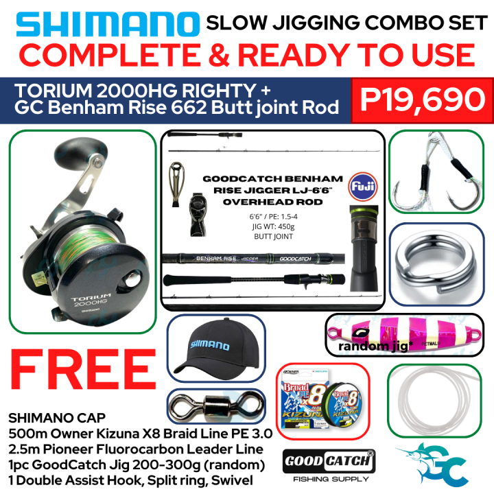 PROMO FREE LINE Shimano Torium 2000HG 20HG 16HG and GC Benham Rise Buttjoint SLOW JIGGING Combo ...