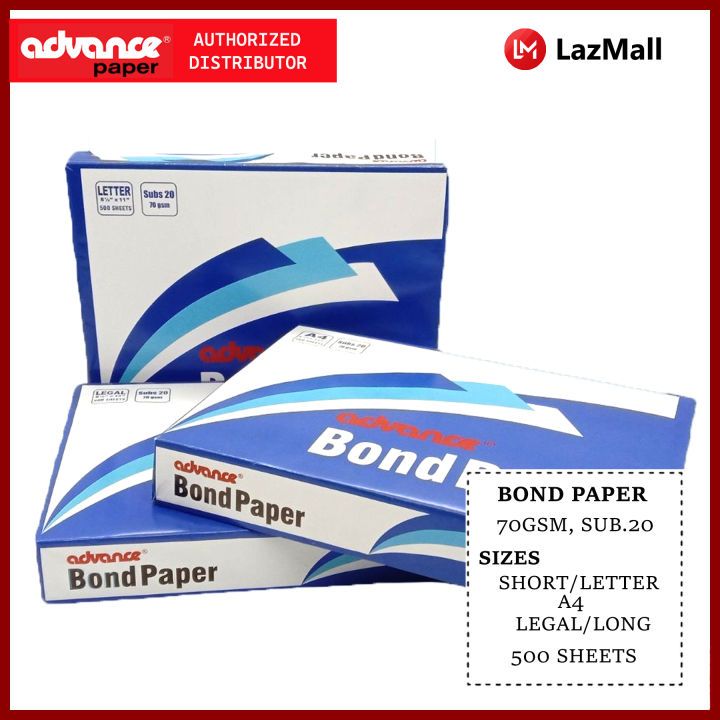 Advance Bond Paper Substance 20 70gsm 500Sheets | Lazada PH