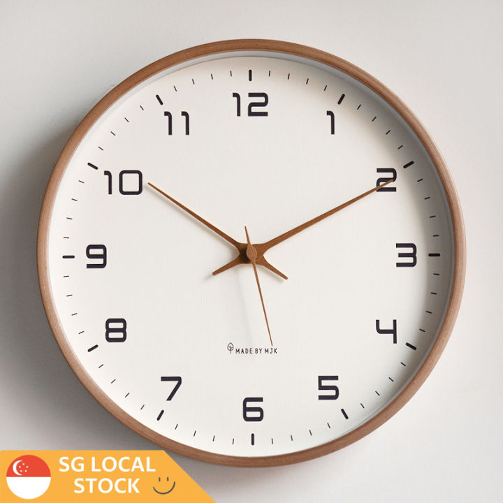 South Korean MJK Wall Clock Solid Wood Silent Clock 30cm 12 inches ...
