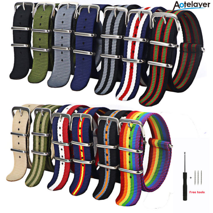Aotelayer 18mm 20mm 22mm Width NATO Nylon Fabric Watchband Waterproof ...