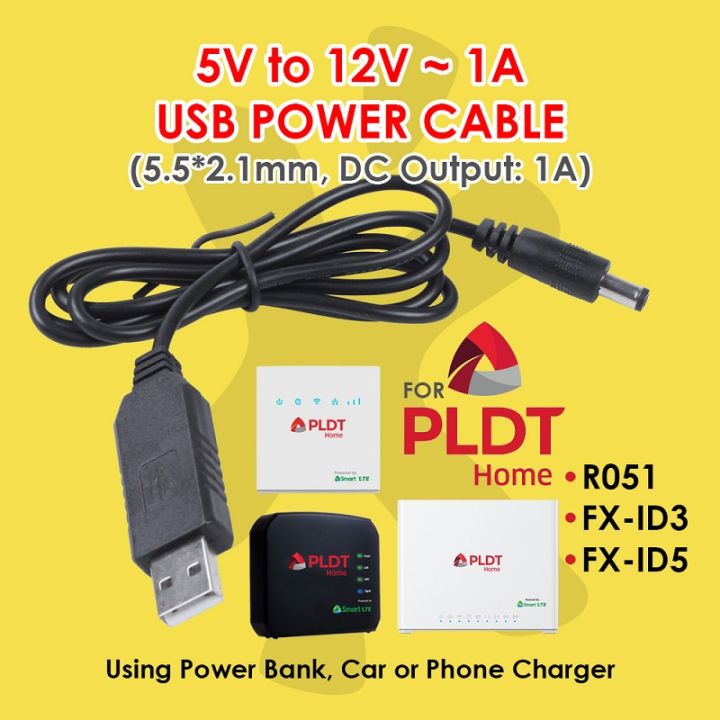 USB DC 5V to 12V Power Converter Cable for PLDT Home Prepaid WiFi R051 ...